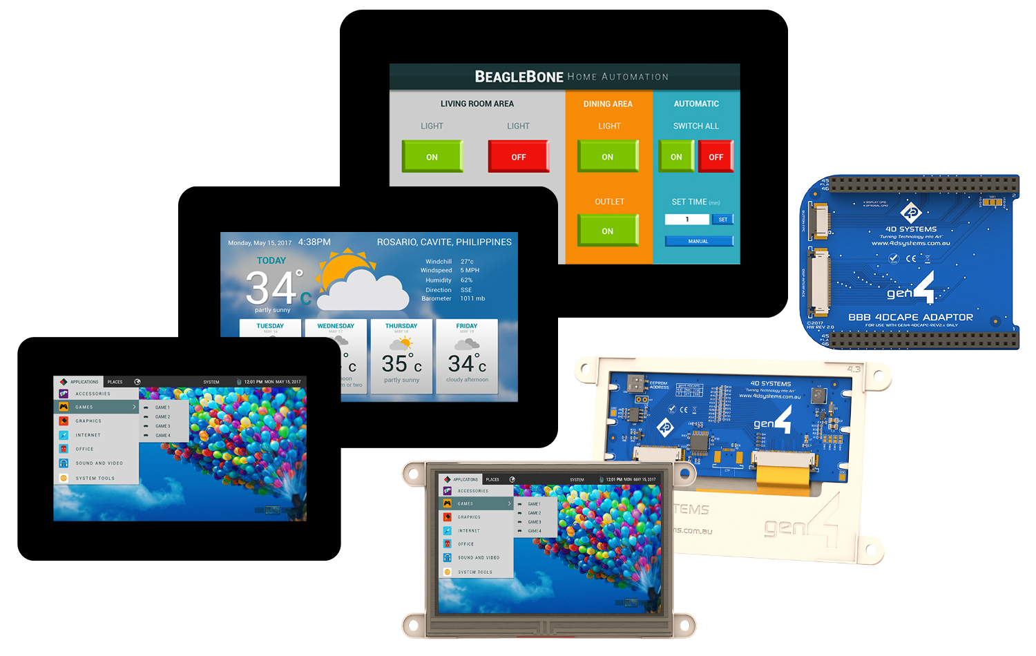 TFT LCD display series for BeagleBone Black incorporates touch sensing ...